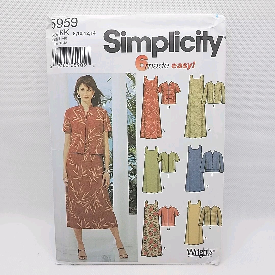 Simplicity 5959 Misses' Pullover Dress And Jacket Sewing Pattern Size 8 ...