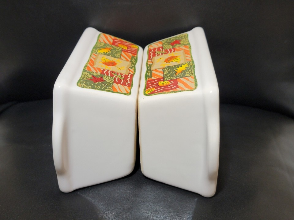 Vintage Set of 2 Quilt Fall Theme Ceramic Mini Bread Loaf Pan ...
