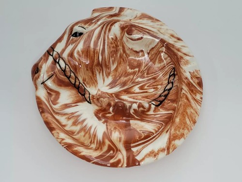 Vintage Alaskan Native Clay Pottery Ceramic Cream Brown Swirl Horse ...