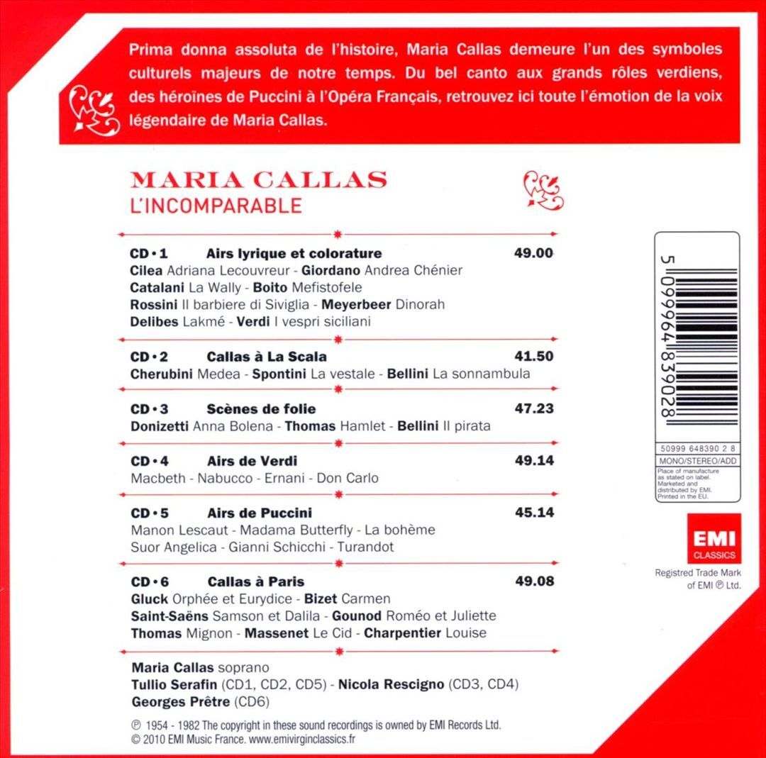 MARIA CALLAS MARIA CALLAS: L'INCOMPARABLE NEW CD | eBay