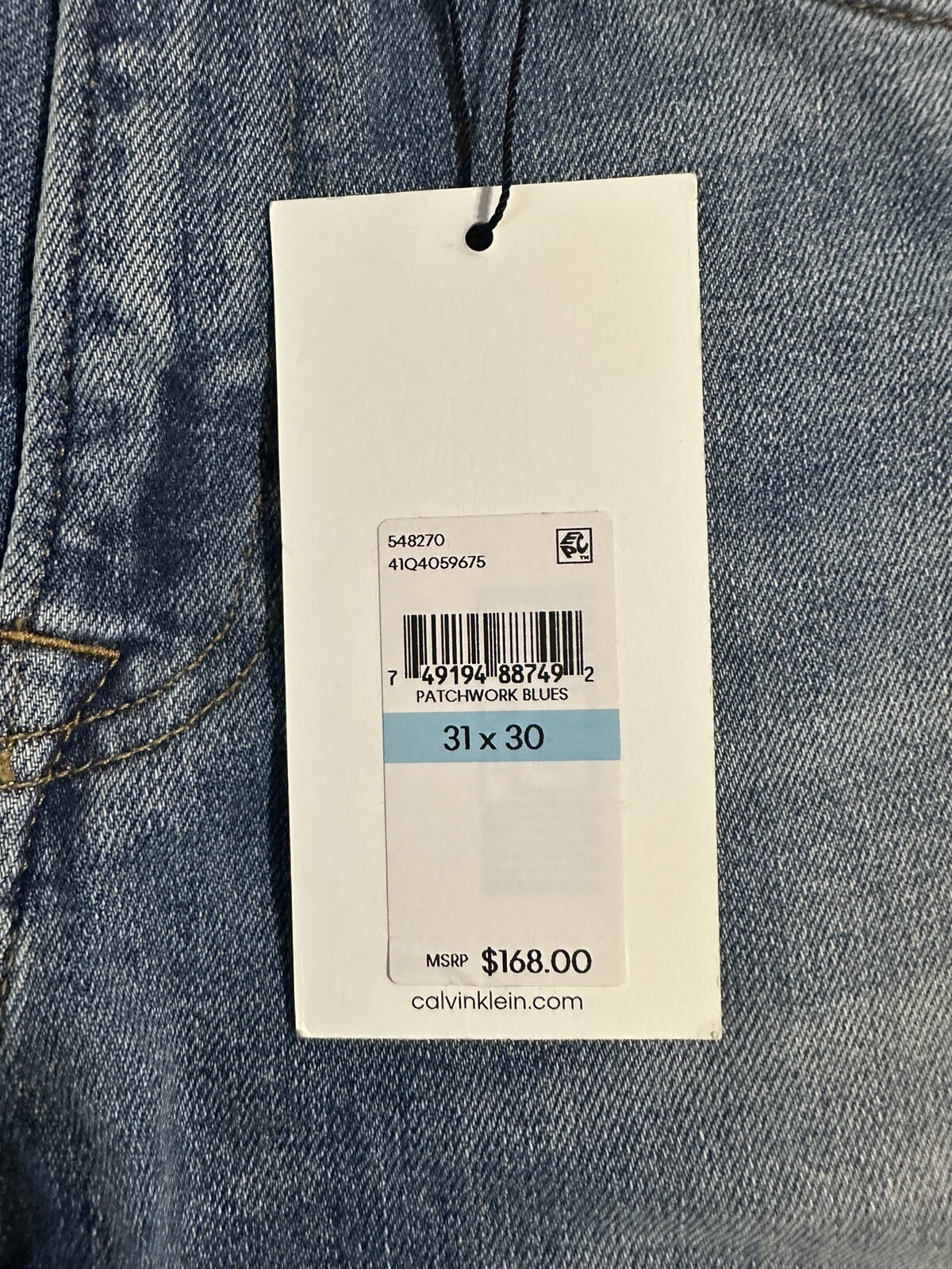 Calvin Klein CK Premium Italian Denim Patchwork Men's Taper Jeans 31x30 ...