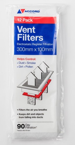 Ducted Heating Floor Vent Filters - 12 Pack - for 100x300mm registers ...