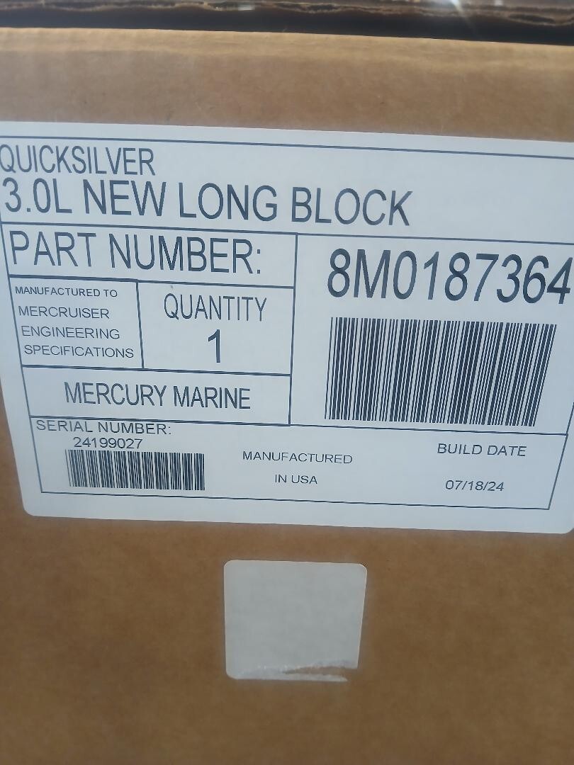 3.0 LTR MERCRUISER LONG BLOCK NEW 8M0187364 | eBay