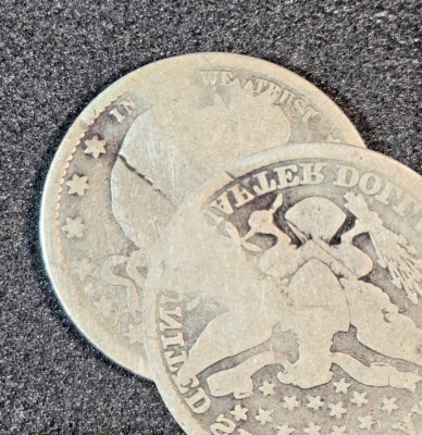 1892 Barber Quarter, finger error, 1st year (P). good, MINT ERROR, free ...