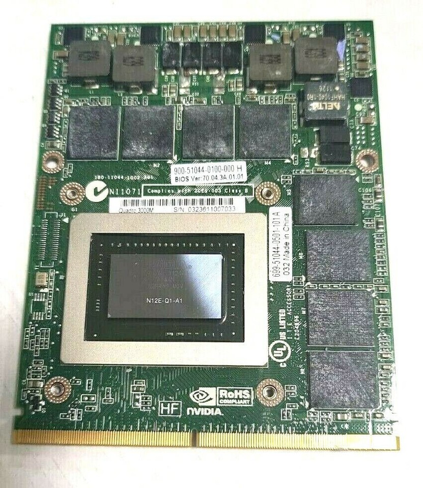 HP 8770W 8760W Dell M6600 M6700 NVIDIA QUADRO 3000M 4000M 2GB VGA Video ...