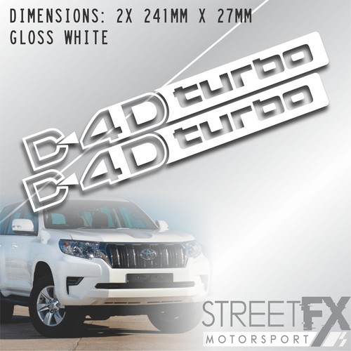 2x D4d Turbo Decals White for Toyota Prado Diesel Landcruiser Stickers ...