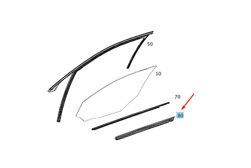 MB E W212 FRONT LEFT DOOR WINDOW INSIDE SEALING RAIL A2127250965 NO ...
