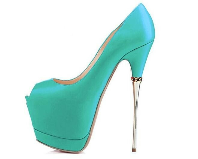 Women Super High Heels Pumps Platform Peep Toe Stiletto Metal Heels ...