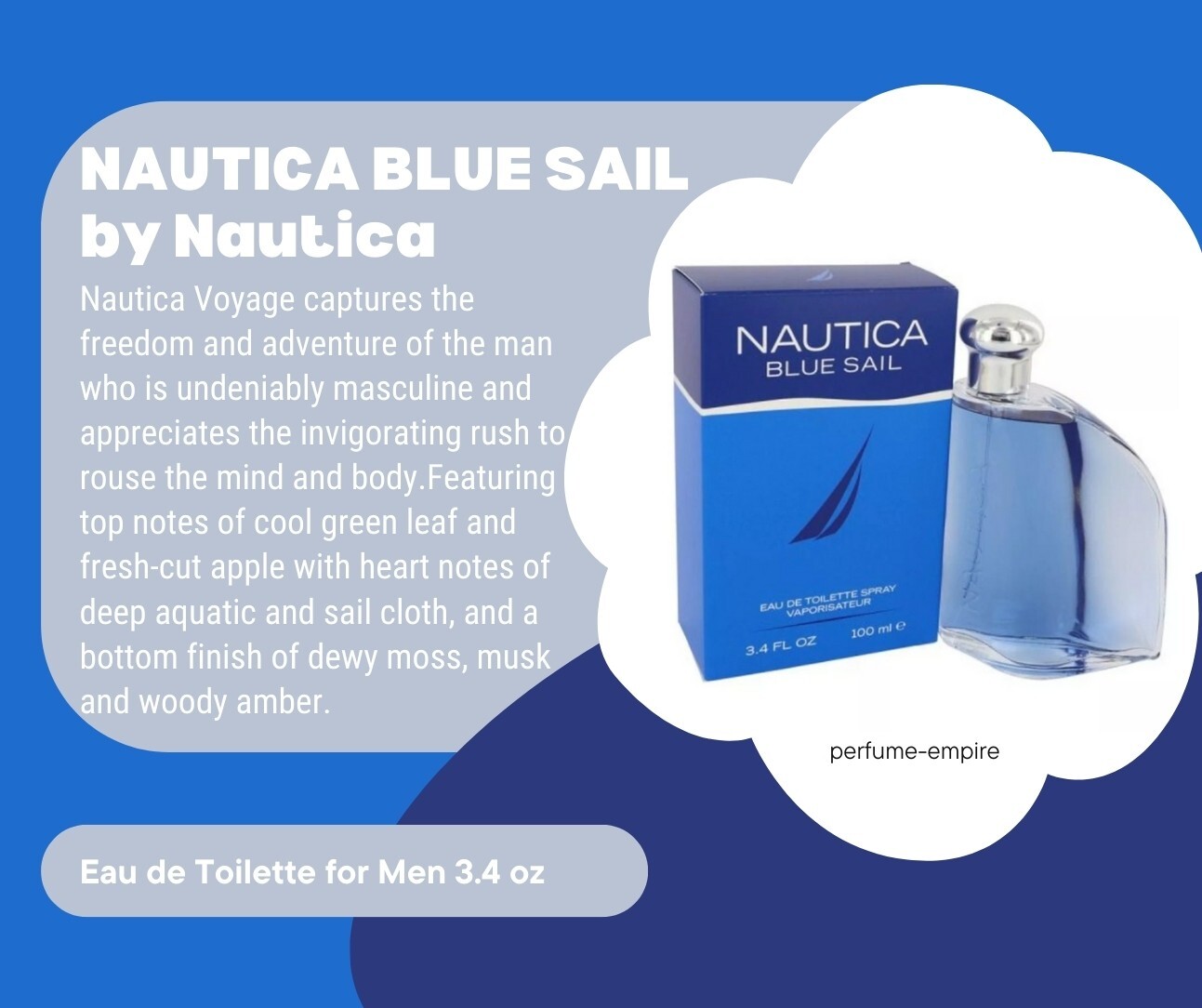 NAUTICA BLUE SAIL by Nautica cologne for men EDT 3.3 / 3.4 oz New in Box