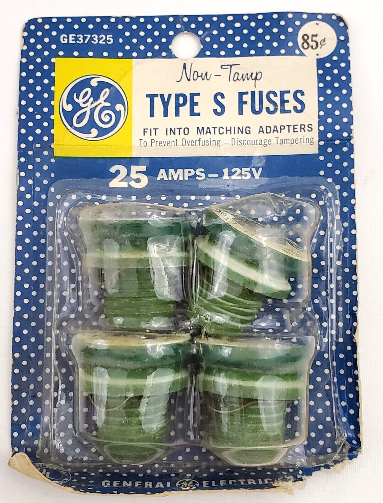 Pack of 4 General electric S-25 Fuses 25 Amp 125V 25A Vintage Type S ...