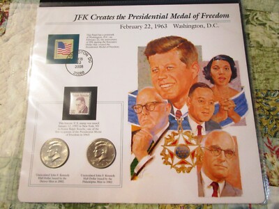 2002 JFK Half Dollars (P & D) Coin & Stamp Set - Postal Commemorative ...