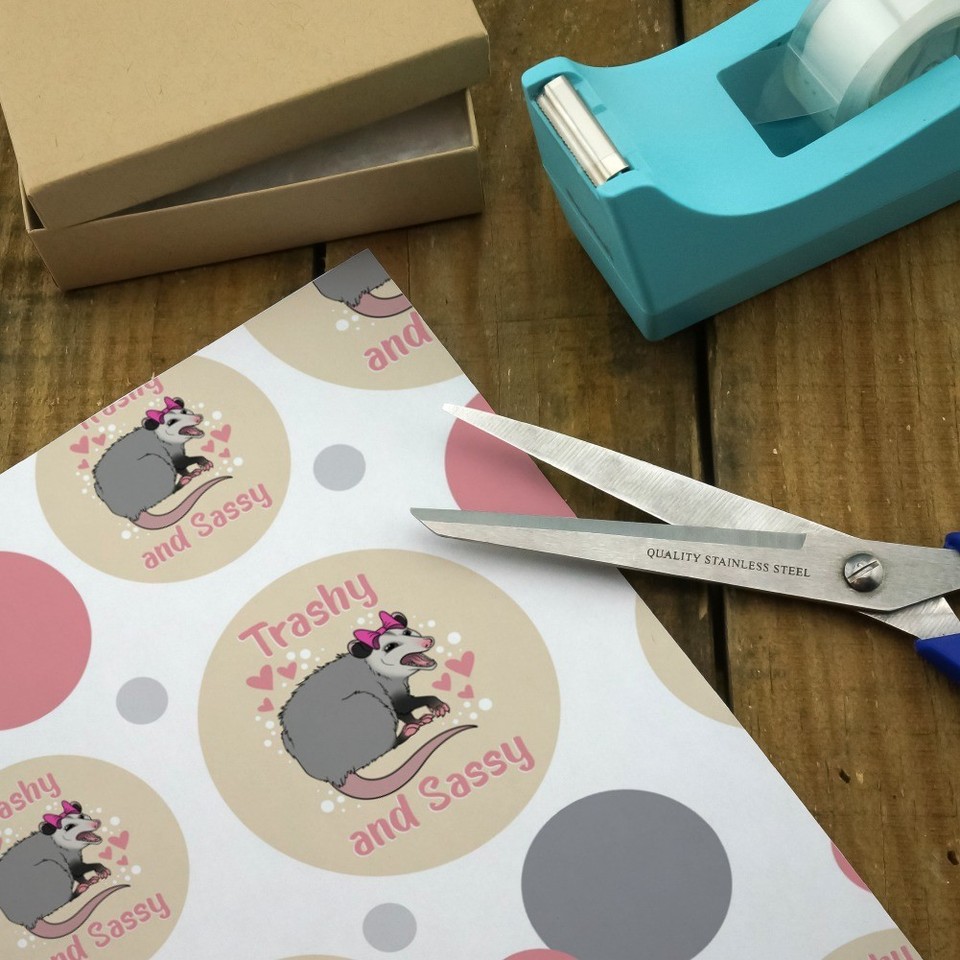 Trashy and Sassy Opossum Funny Premium Gift Wrap Wrapping Paper Roll ...