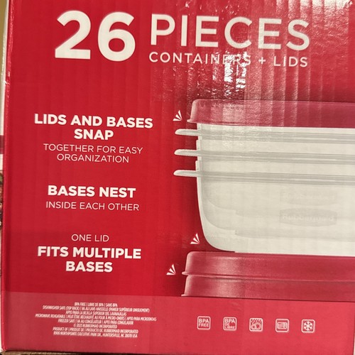 Sealed RUBBERMAID Red Food Storage Container Set w/EASY FIND LIDS 26 ...