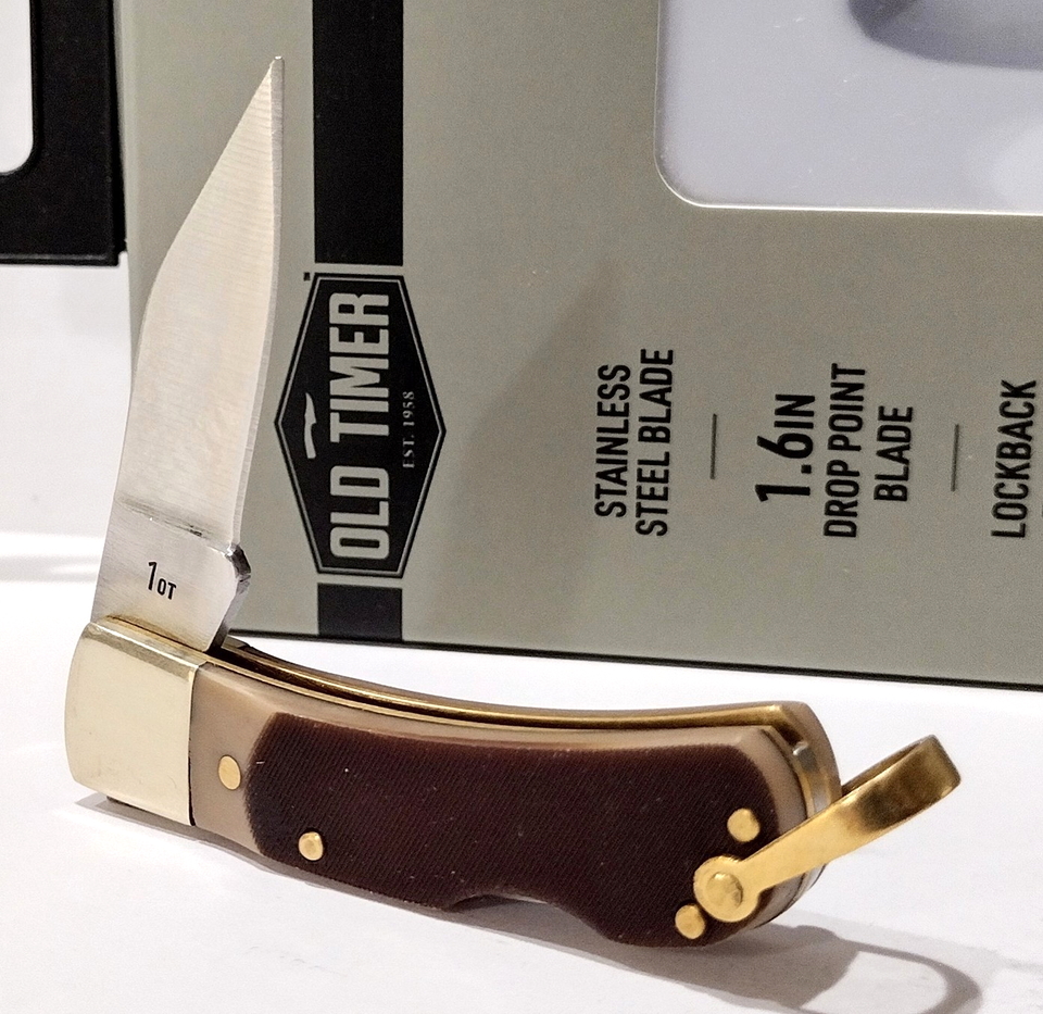 Schrade Old Timer Mini Drop Point Blade Lockback Folding Pocket Knife ...