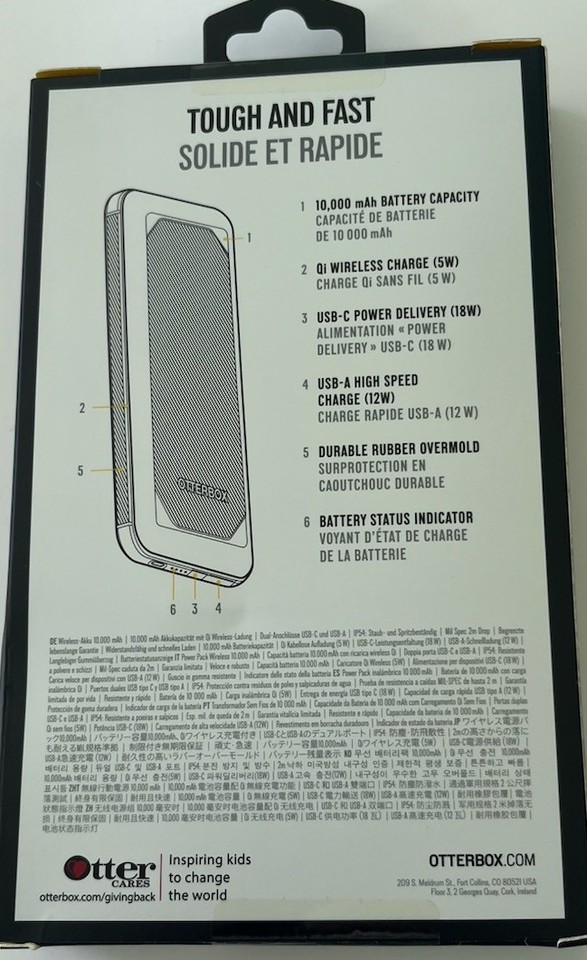 NEW OtterBox Qi Wireless Power Pack with USB Type-C & Type-A Ports- 10 ...