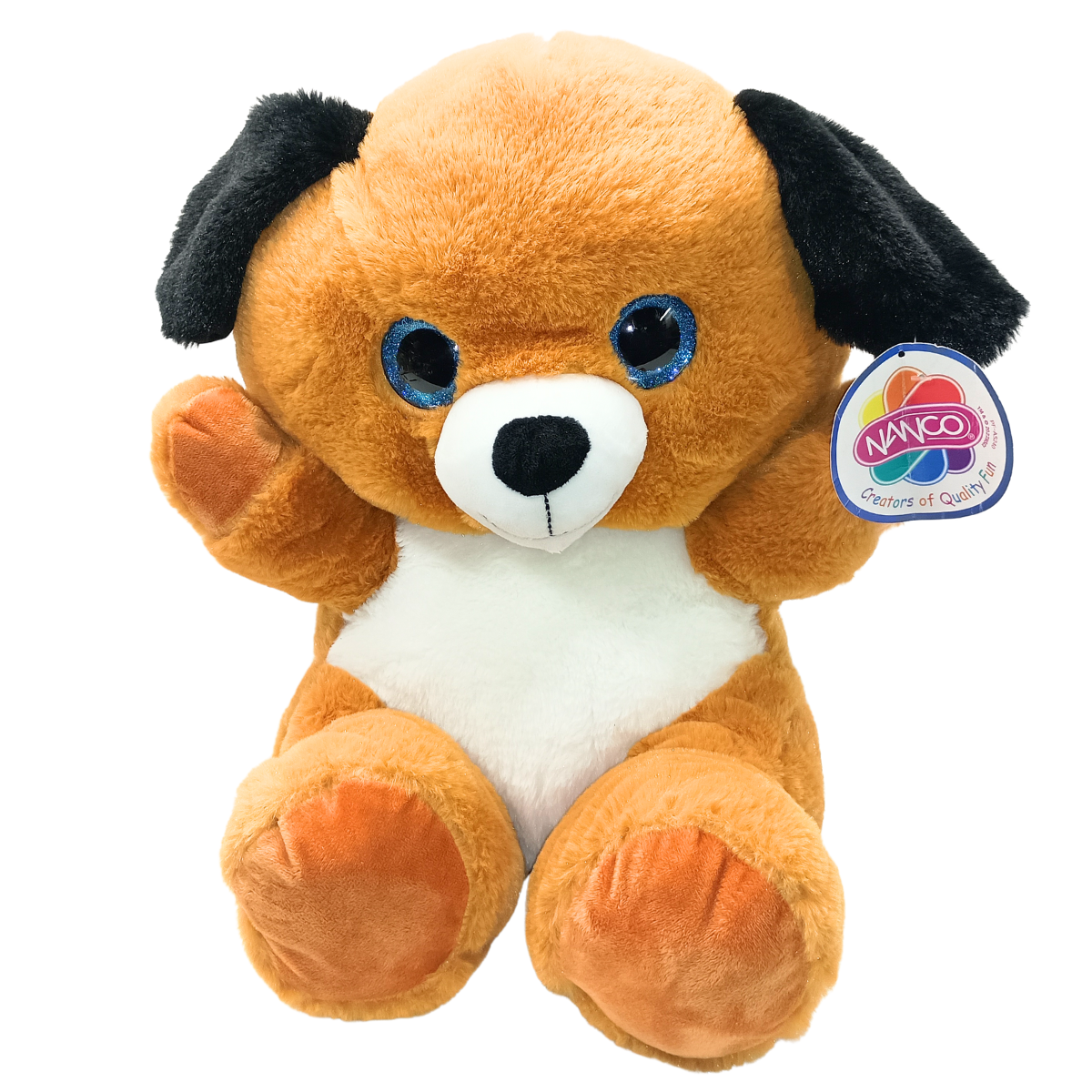 Nanco Plush Stuffed Brown White Puppy Dog 15” Tall Sitting Big Blue ...