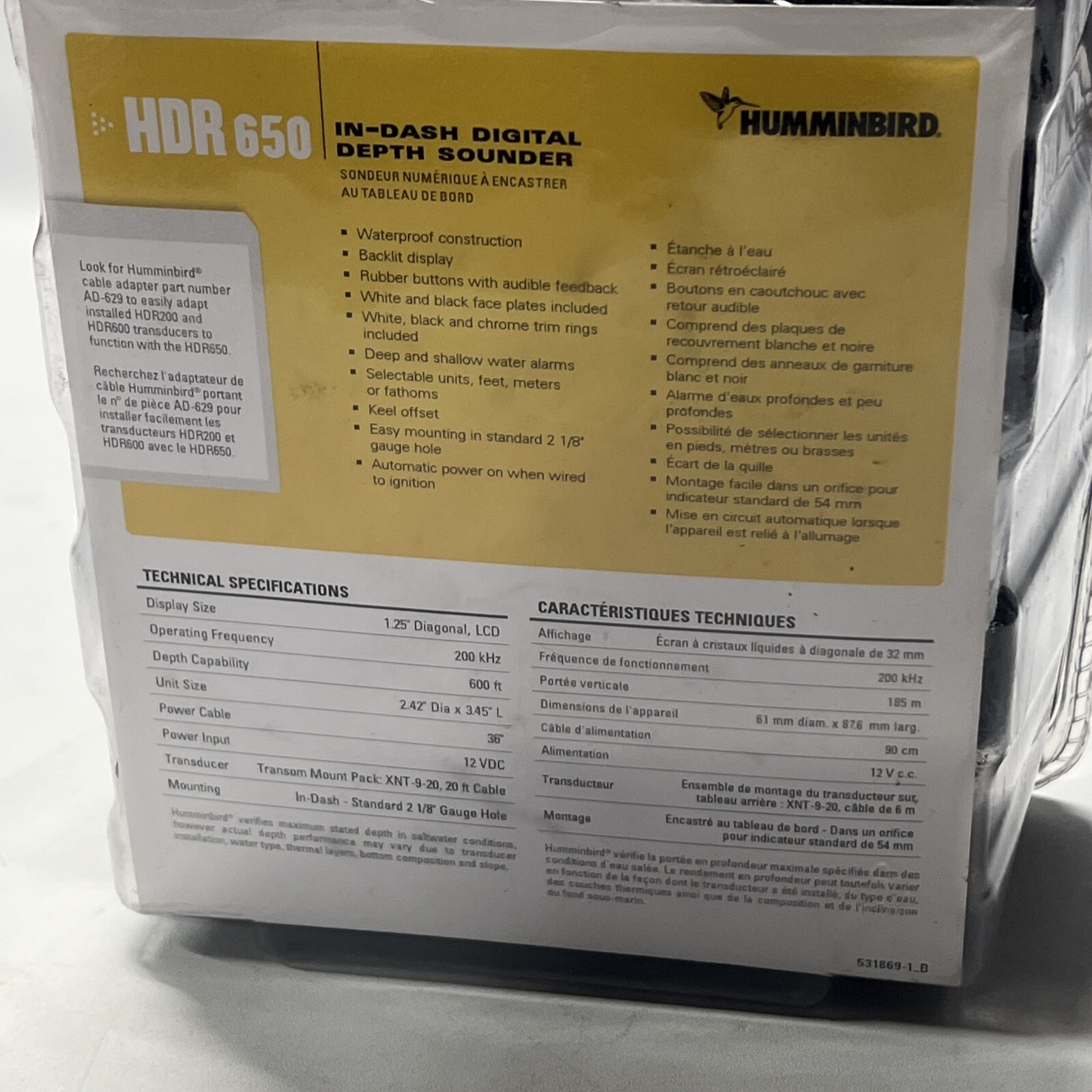 Humminbird 407860-1 Hdr 650 Digital Depth Sounder ~ Waterproof W ...