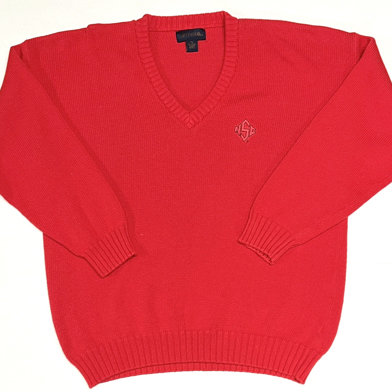 VTG NC State Wolfpack Sweater Knit V Neck Red Embroidered Antigua Sz XL ...