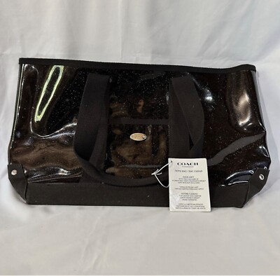Coach PVC Glitter Black Tote Large Sparkle Fragrance Translucent Travel ...