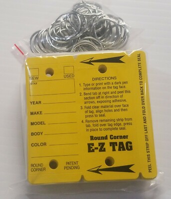 Car Dealer Self Laminating Key Tags, small pack of 50 Yellow Tags w ...