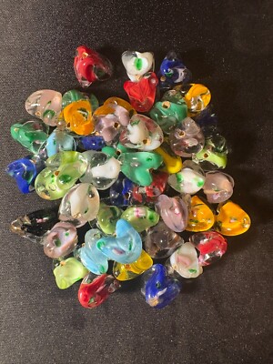 100 grams glass beads - (B1232) transparent colors and folded glass ...