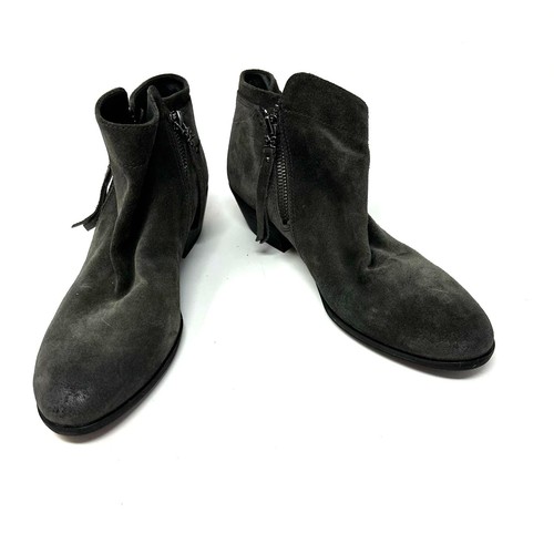 Sam Edelman size 6.5 booties dark gray leather upper side zip access ...