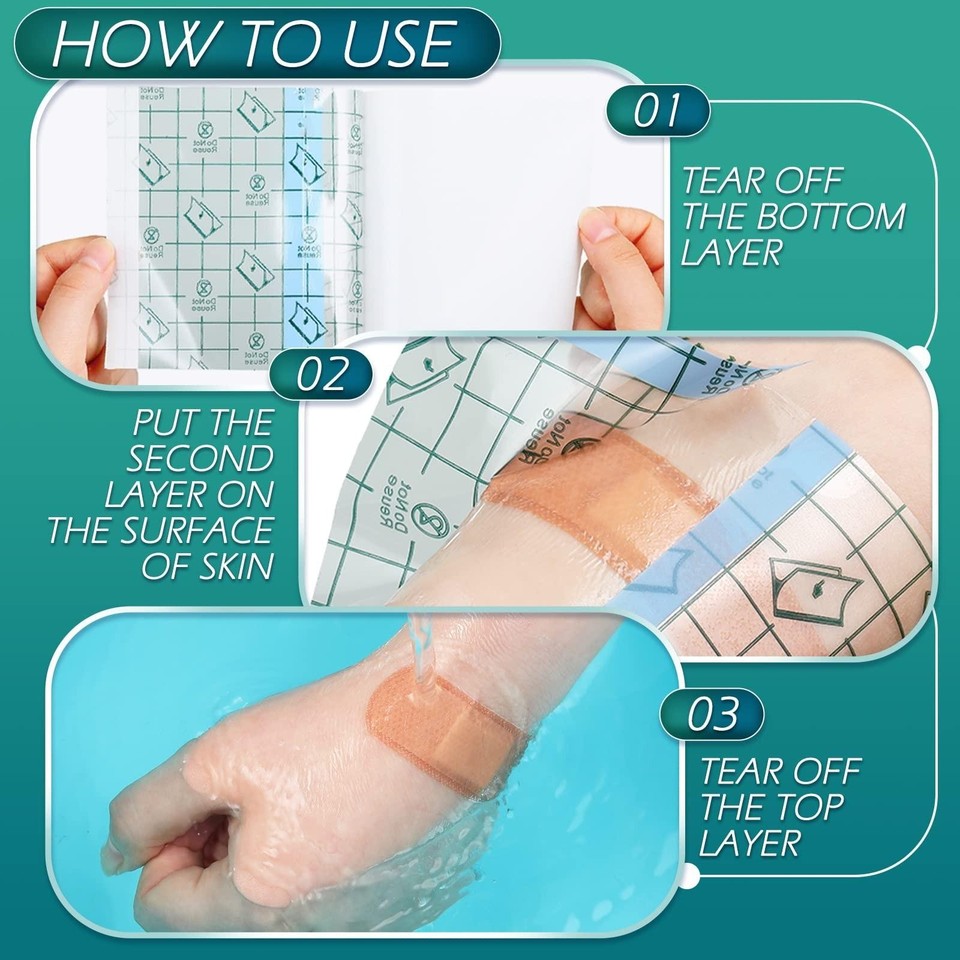 50 Large Transparent Tegaderm Adhesive Bandages Waterproof Film ...