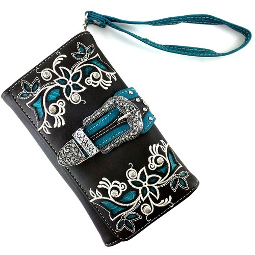 Western Floral Buckle Crossbody Trifold Wallet for Women | eBay