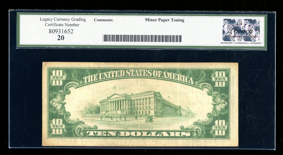DBR 1929 $10 FRBN Cleveland Fr. 1860-D Legacy VF-20 Serial D02147845A ...