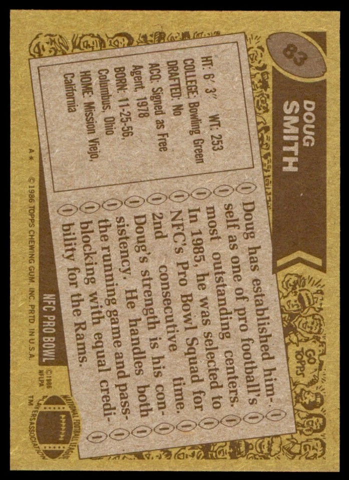 1986 Topps Doug Smith Los Angeles Rams #83 | eBay