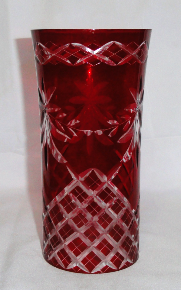 Vintage Bohemian Art Glass Shade ~ Ruby Red Cut to Clear Chimney | eBay