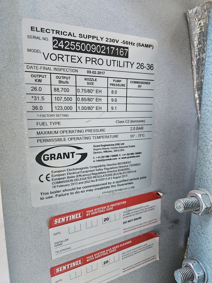 Grant Vortex Pro Utility 26-36 Oil Boiler | eBay UK