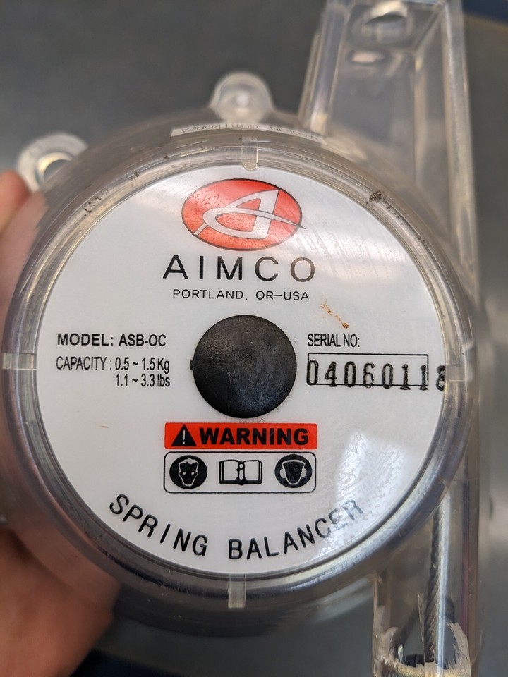 Aimco Spring Tool Balancer Model ASB-OC 1.1 -3.3 lbs .5 - 1.5 KG drop ...
