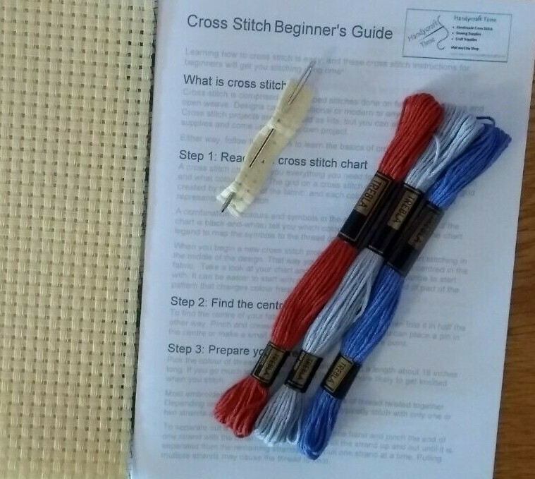 First Cross Stitch Kit 12 Thread Colour Combos Needle Binca Patterns ...