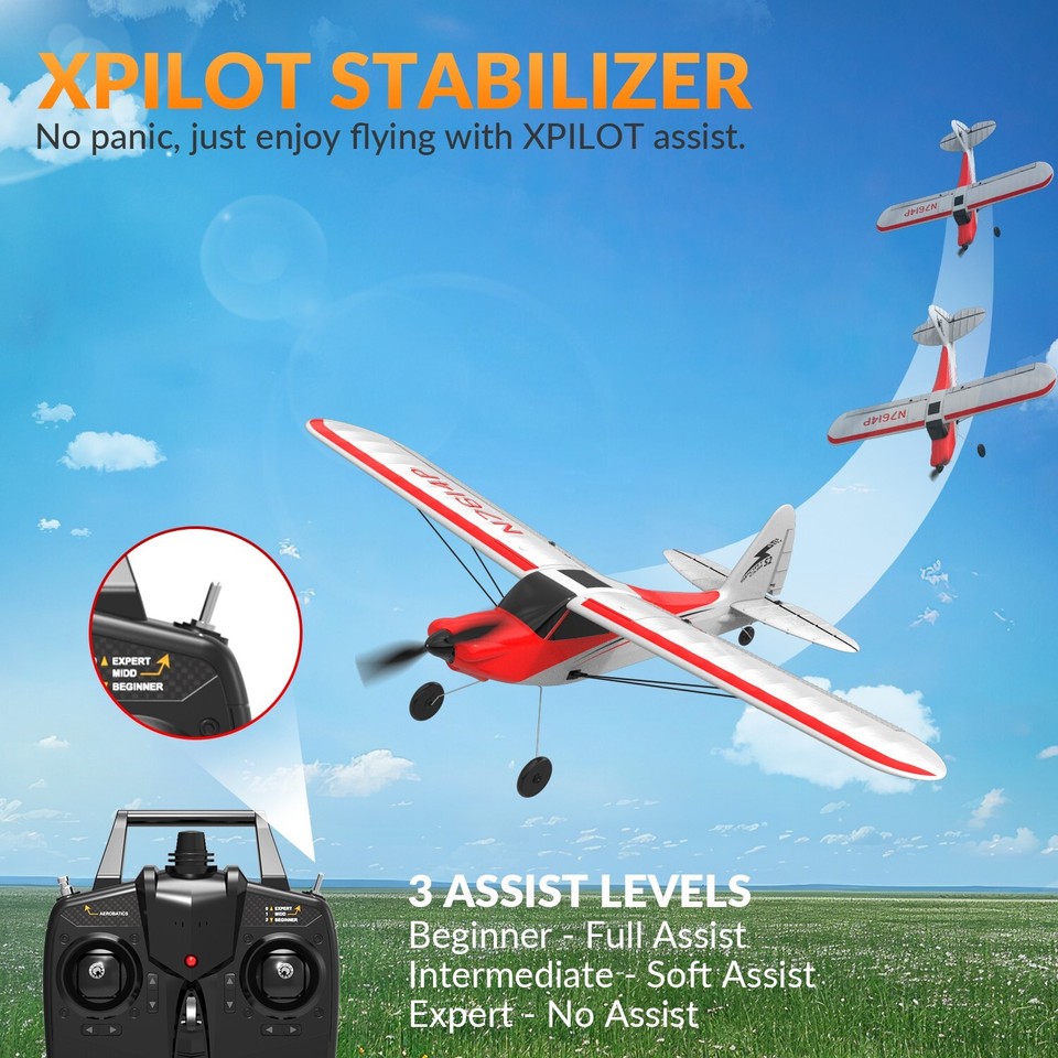 Volantexrc RC Plane Trainer Sport Cub 4CH Remote Control Airplane Red ...