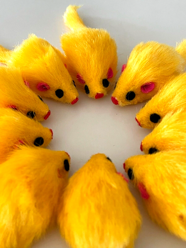 Cat Toy Rattling Fuzzy Mice w Tail, 5 10 15 20 25 30 40 50 60 100 count ...