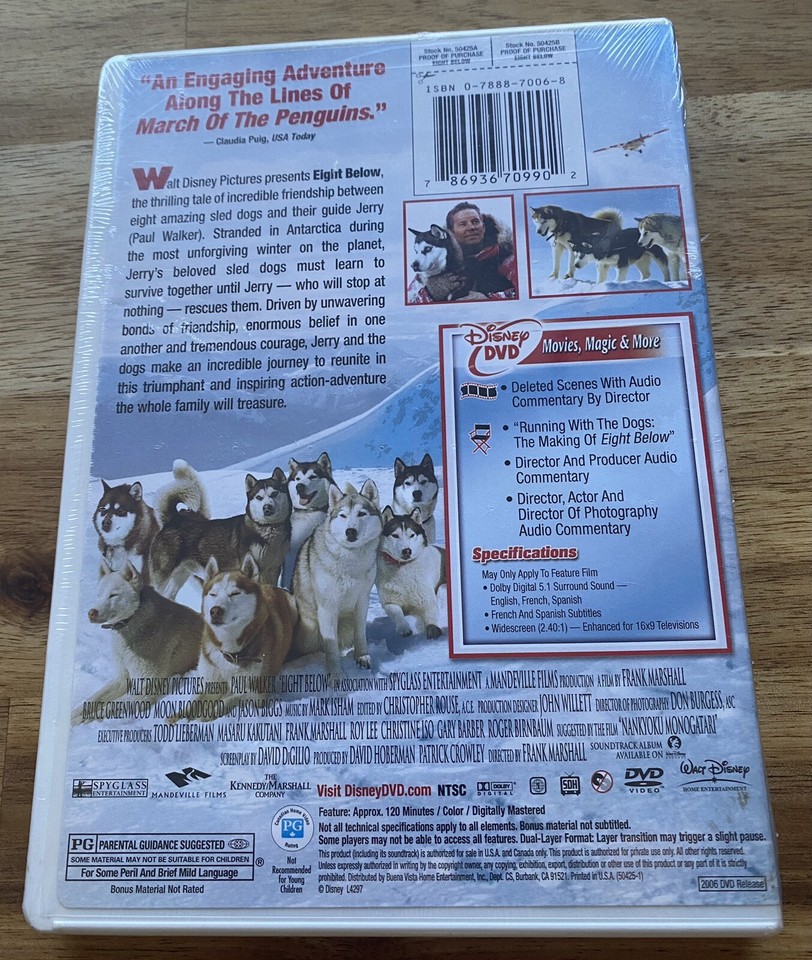 (SEALED) Eight Below, Widescreen Edition, Disney, Paul Walker, PG (DVD ...