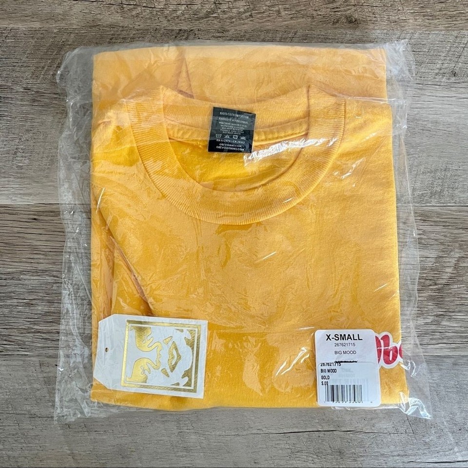 Obey Big Mood Bright Yellow Graphic Retro Boxy Fit Print Tee NWT | eBay