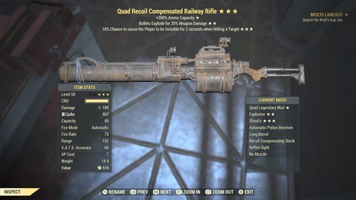 Quad Explosive Railway Rifle, QESF Railway, Read Desc. ⭐️⭐️⭐️ XBOX F76 ...