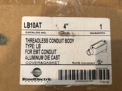 Steel Electric LB Threadless Conduit Body LB10AT 4 INCH WITH COVER ...