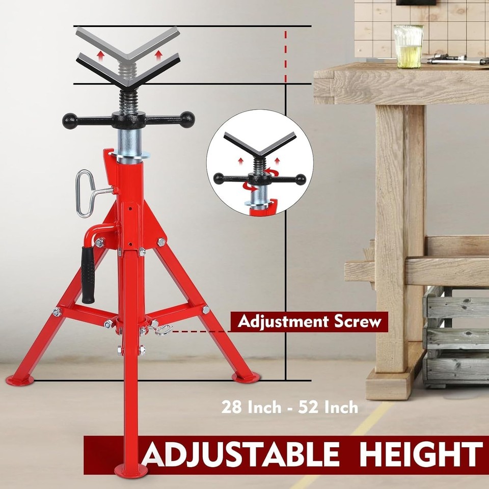Pipe Jack Stand 2500lbs Pipe Stand V-Head Folding Legs Adjustable ...