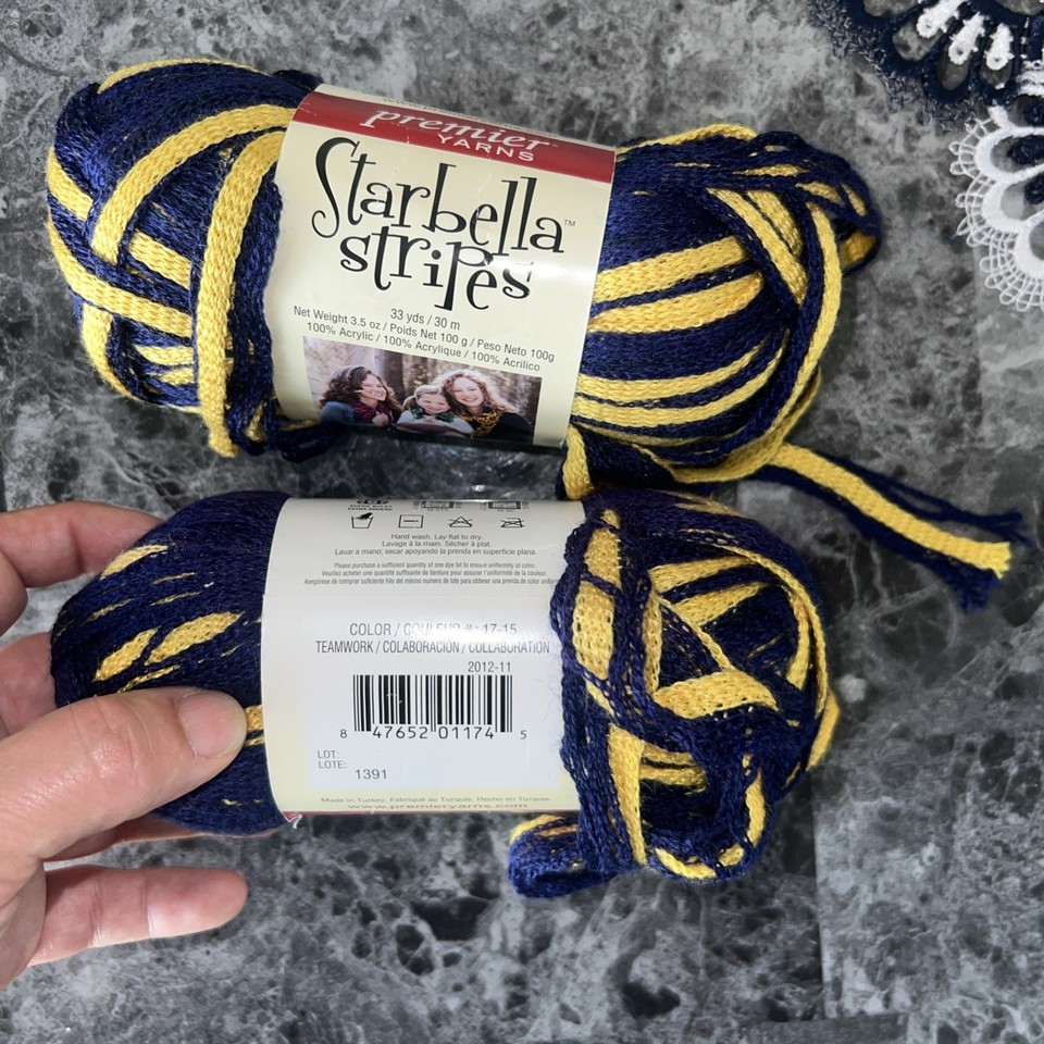 Starbella Premier Yarns Stinger Yellow & Blue Crochet Craft Yarn 2 ...