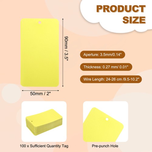 100Pcs Yellow Plastic Shipping Tags, 3.5" x 2" Labeling Tags Perforated ...