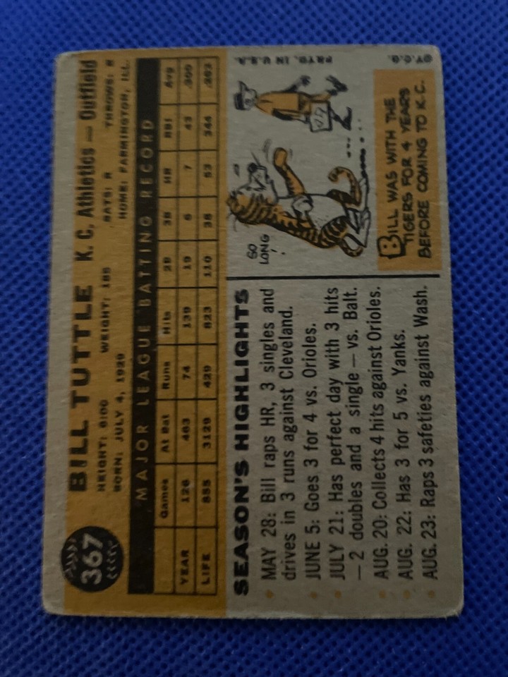 1960 TOPPS # 367 BILL TUTTLE C | eBay
