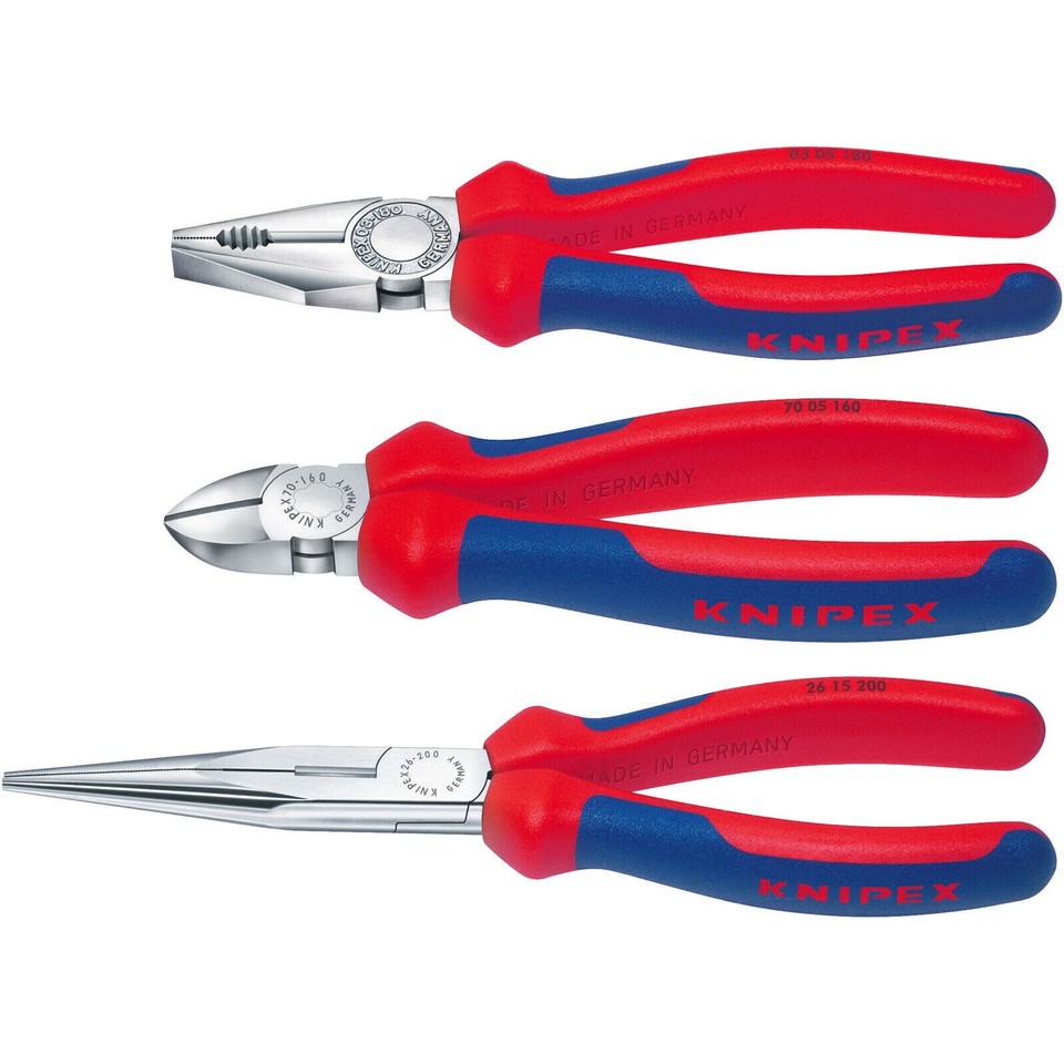 Knipex 00 20 11 3 Piece Plier Assembly Set (Combi, Snipe & Cutter ...