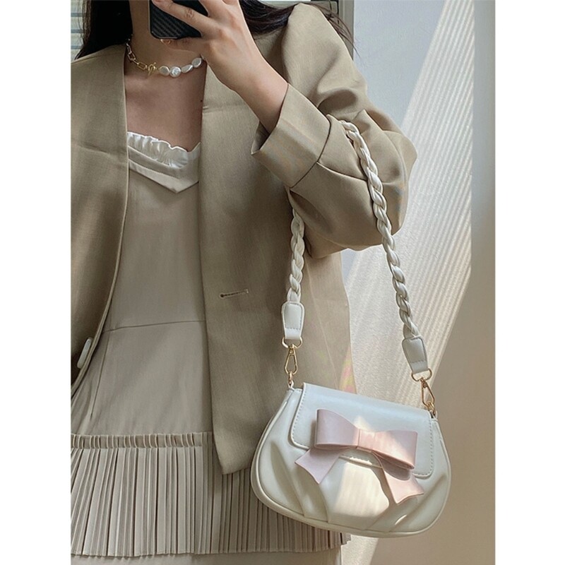 Sweet Knot Crossbody Bag for Women Ruched Shoulder Bag Soft PU ...
