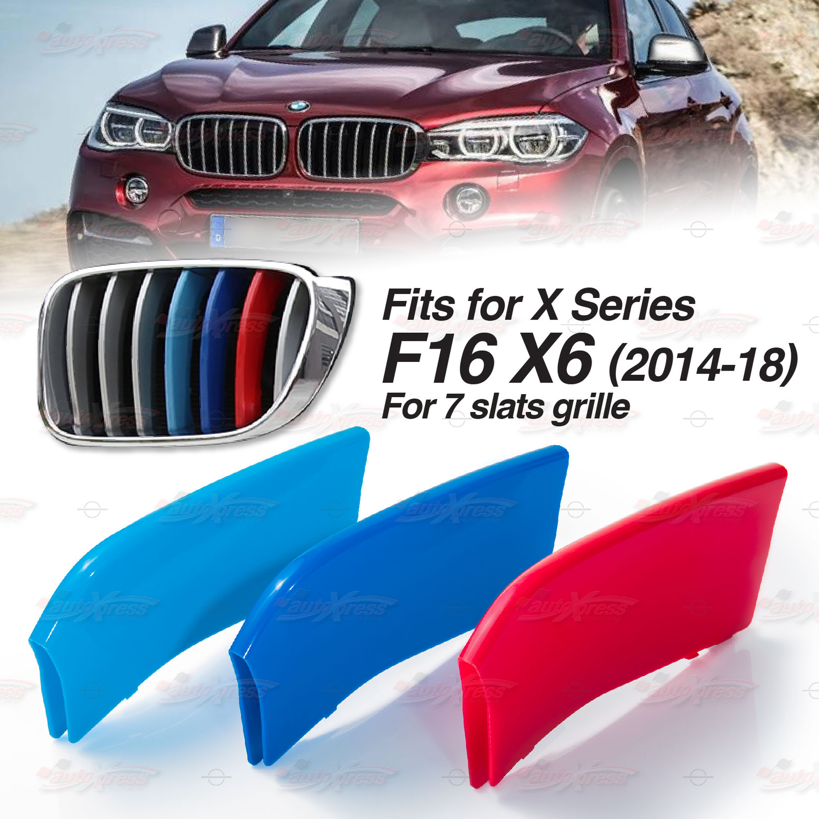 M-Sport 7 Slats Kidney Grill Grille 3 Color Cover Clips for BMW X6 F16 ...