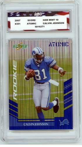2007 Score Atomic #351 Calvin Johnson Rookie Card AGC 10 Gem Mint ...