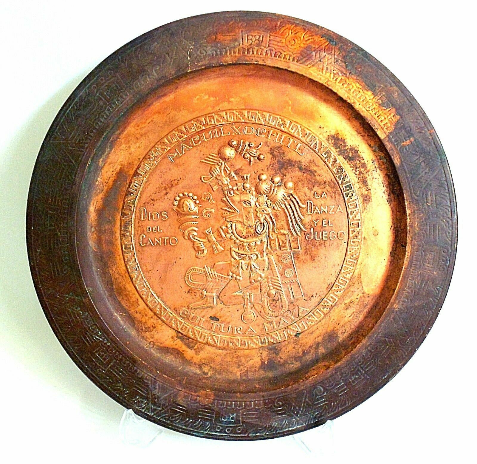 CULTURA MAYA MEXICAN COPPER TRAY - MACUILXOCHITL - DIOS DEL CANTO - LA ...