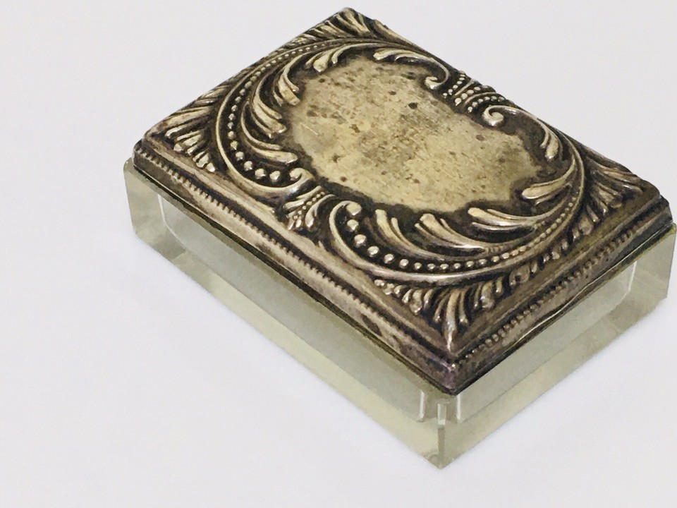 ANTIQUE STERLING SILVER FOSTER & BAILEY F&B FLORAL DECOR GLASS PILL ...